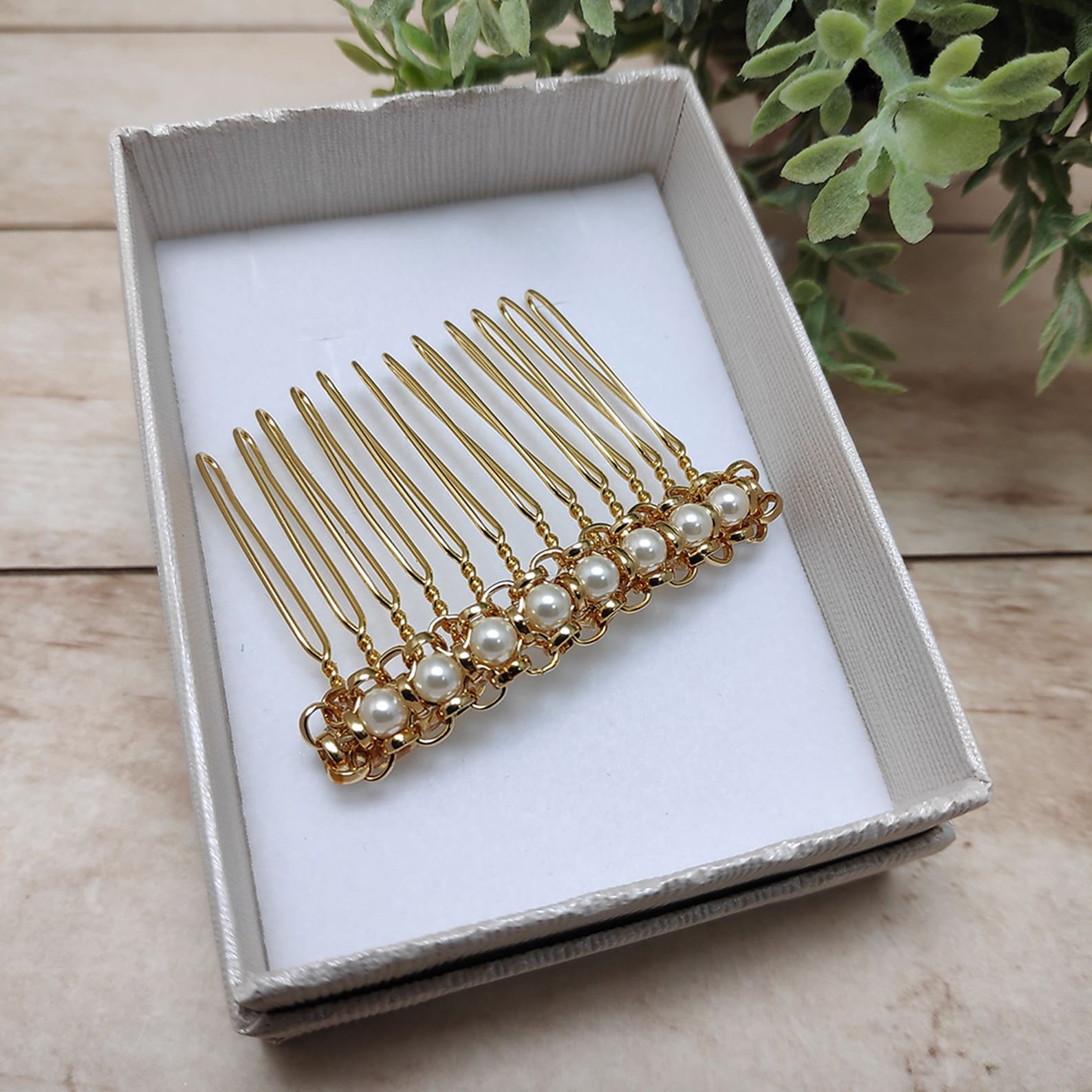 Gold Pearl Hair Comb, Hair Comb Chain, Bridal Hair Comb Vintage, Art ...