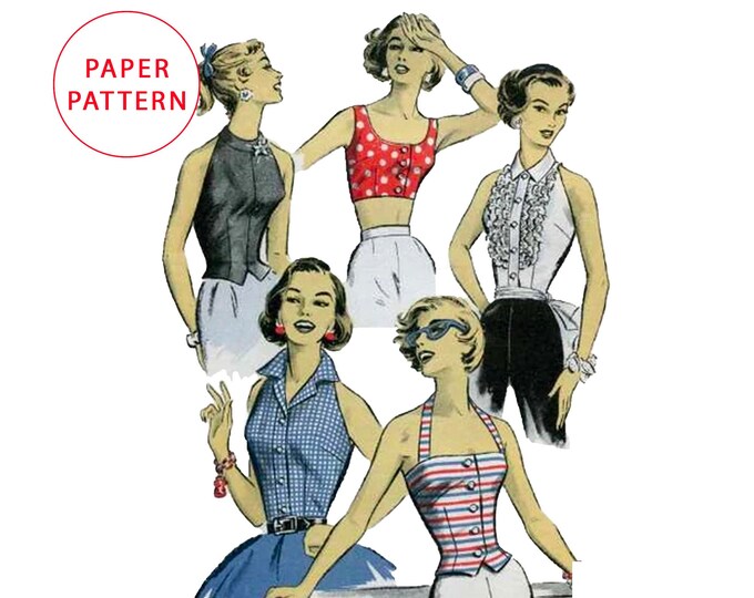 Bust 32 / PAPER Pattern 50s Tops and Halters, Digital Sewing Pattern ...