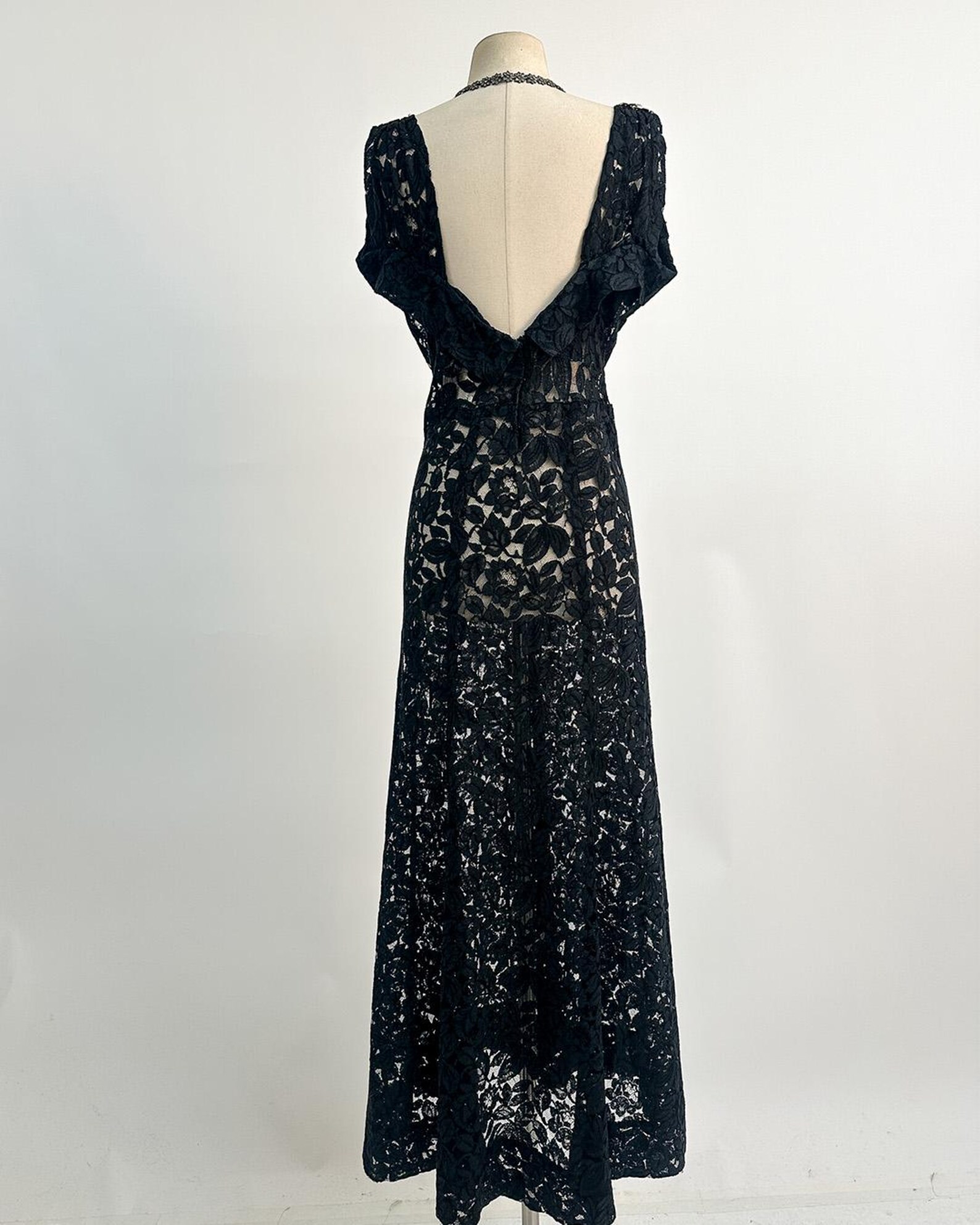 1930s 'the Starlight Séance Gown' Lace Bias Dress With Jacket / Large ...