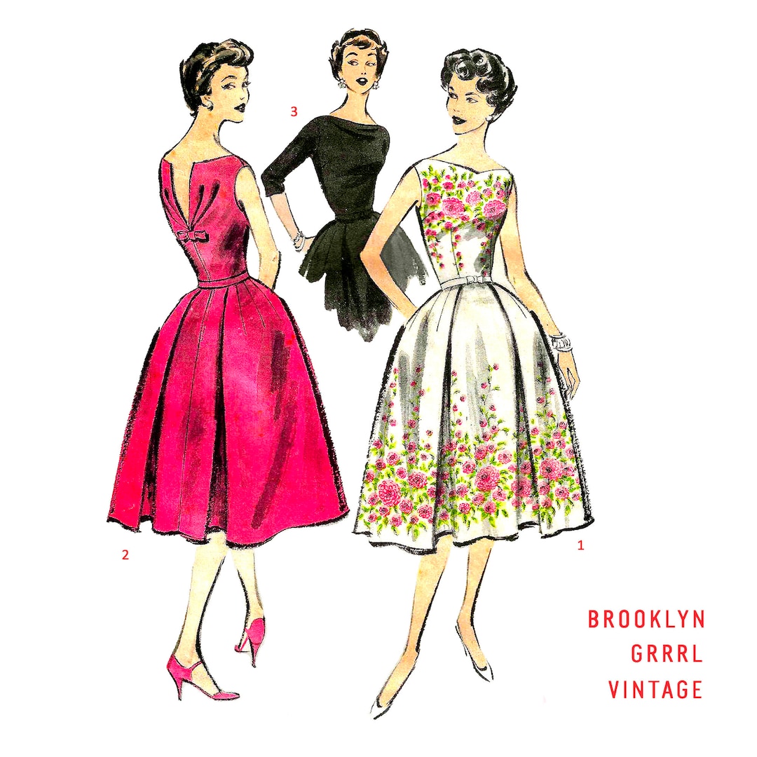 1950s Party Dress Sewing Pattern: Vintage Style, Bust 37 (PAPER Pattern ...