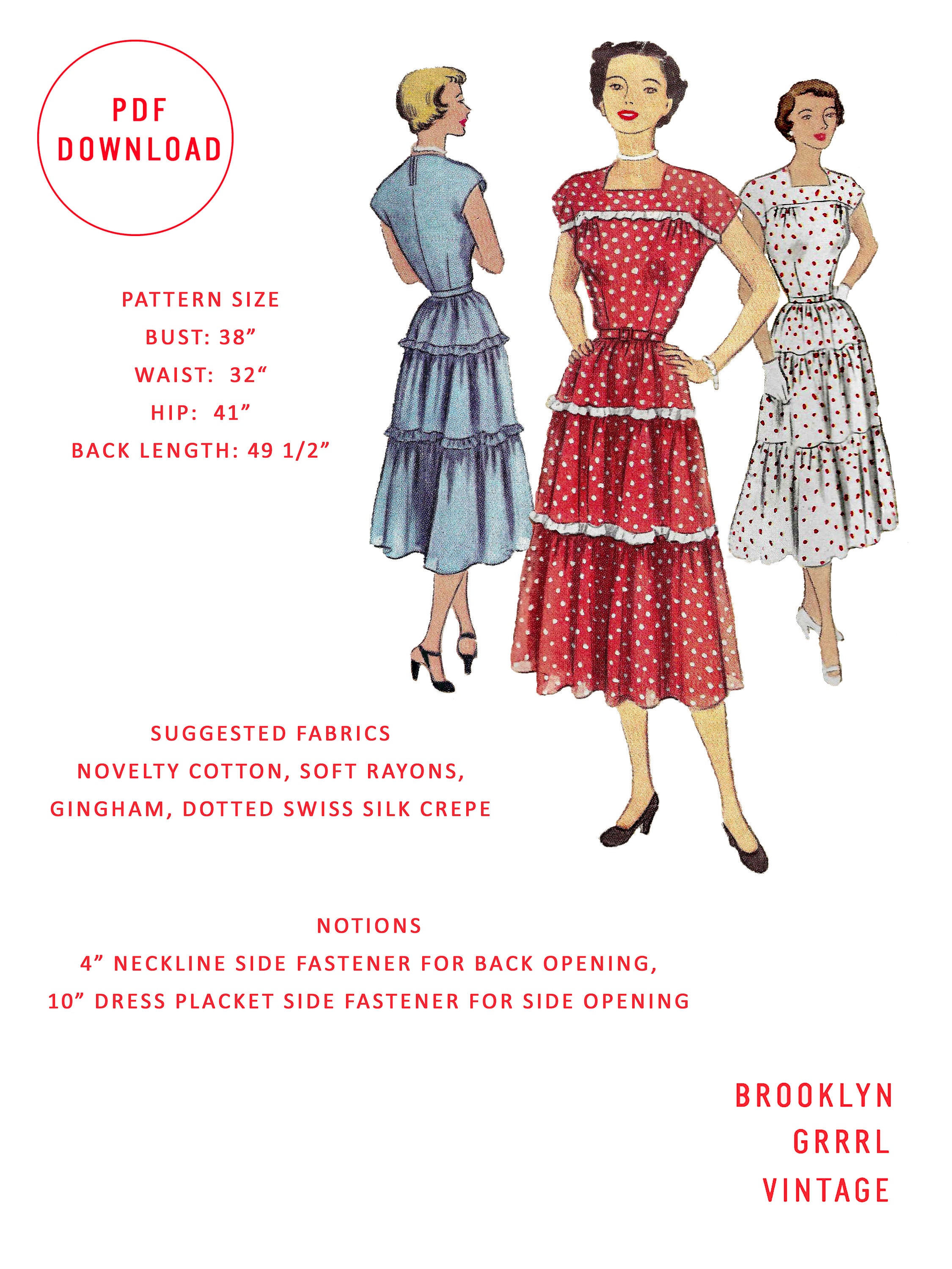 Paper Sewing Pattern / Vintage Sewing Pattern 1950s Day Dress With ...