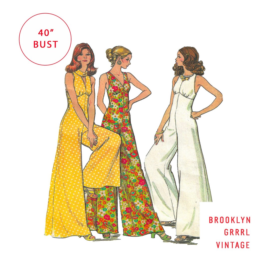 Bust 40 / PDF Pattern 70s Jumpsuit Digital Sewing Pattern - Etsy