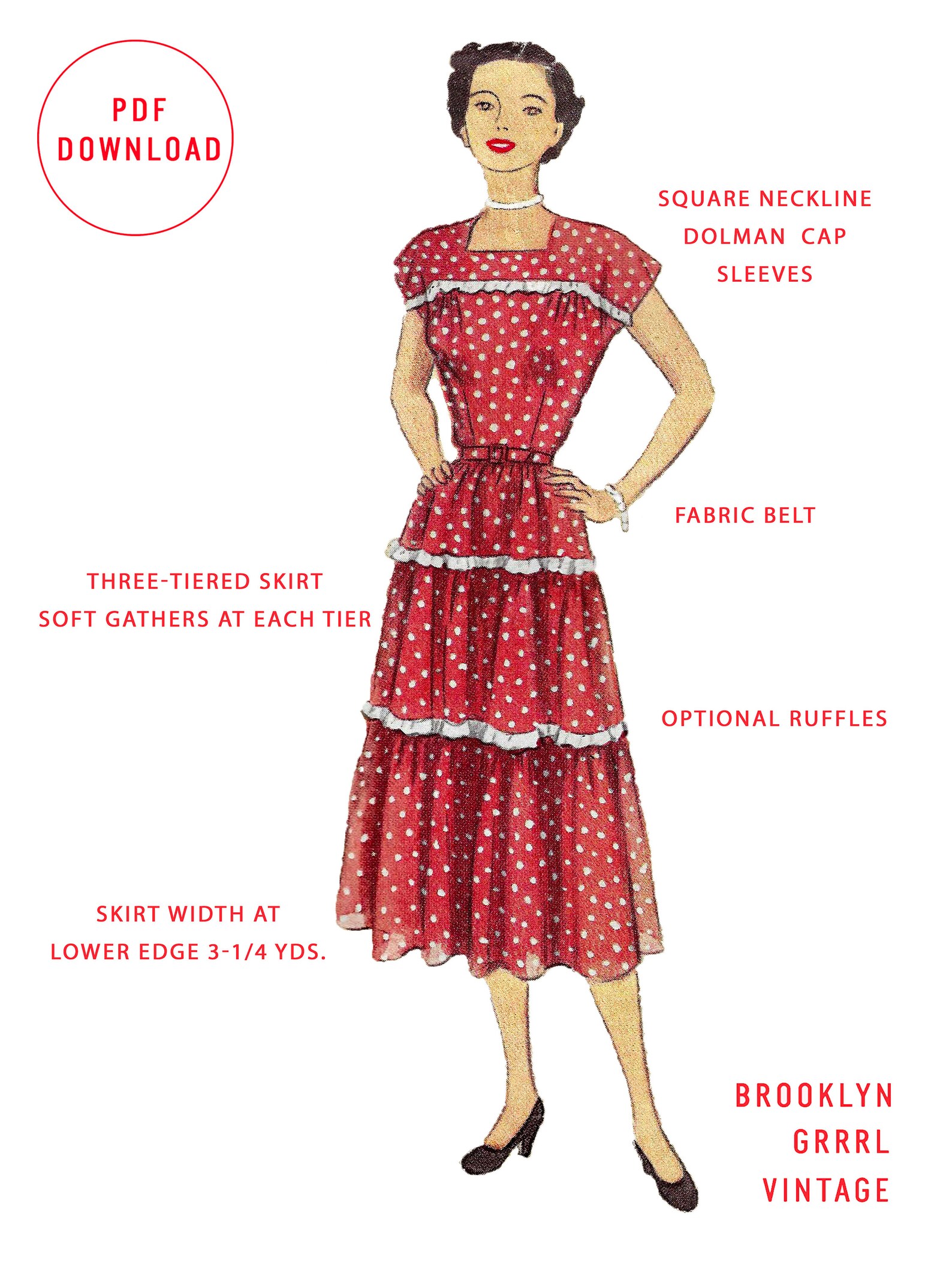 Paper Sewing Pattern / Vintage Sewing Pattern 1950s Day Dress With ...