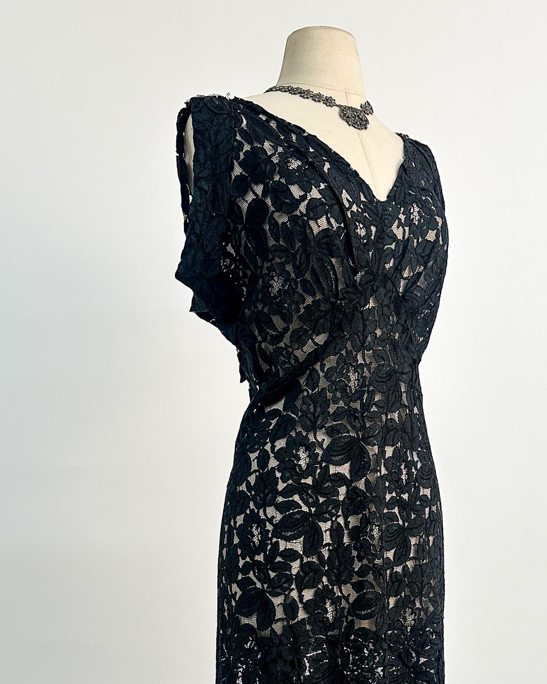 1930s 'the Starlight Séance Gown' Lace Bias Dress With Jacket / Large ...