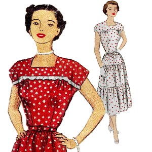 Paper Sewing Pattern / Vintage Sewing Pattern 1950s Day Dress With ...