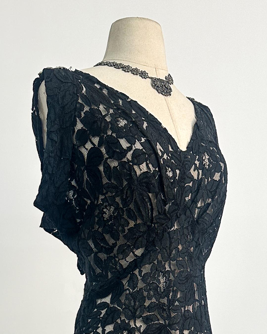 1930s 'the Starlight Séance Gown' Lace Bias Dress With Jacket / Large ...