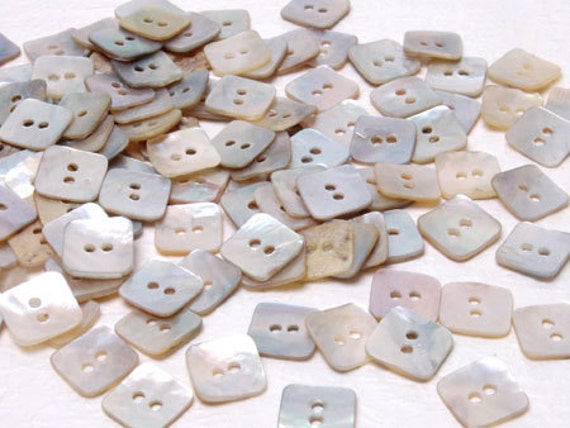 50pcs 10mm Natural Mother of Pearl Square Shape Shell Buttons | Etsy