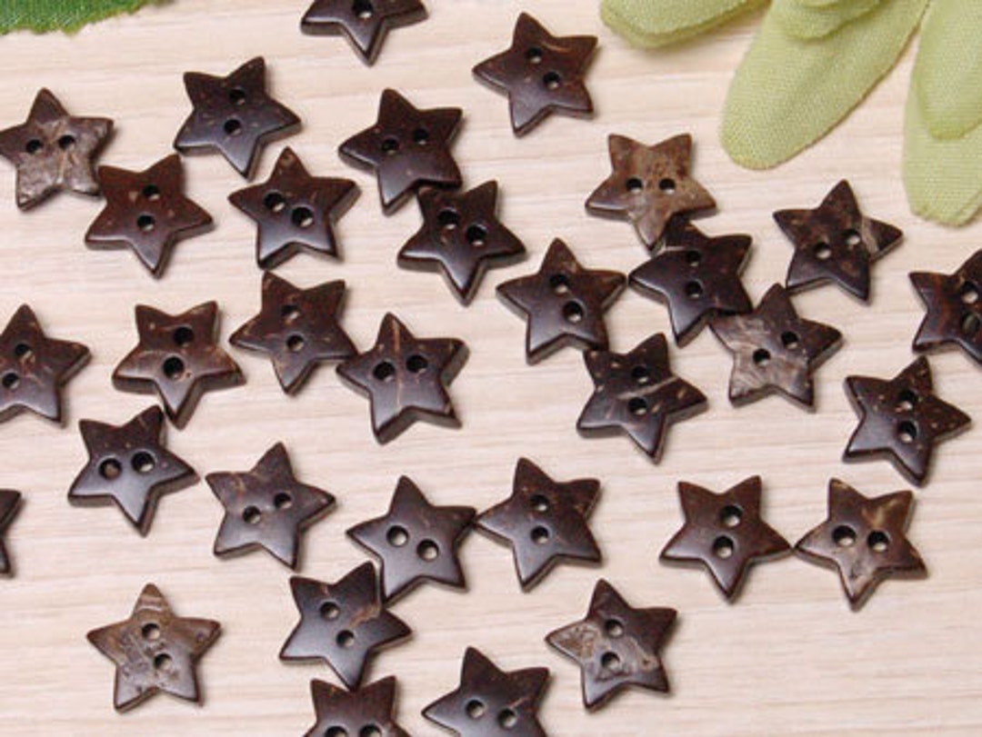 50pcs 10mm of Natural Coconut Star Shape Shell Buttons for Sewing ...