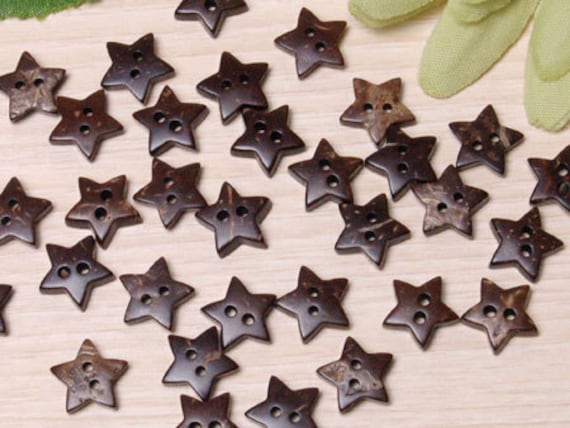 50pcs 10mm of Natural Coconut Star Shape Shell Buttons for - Etsy