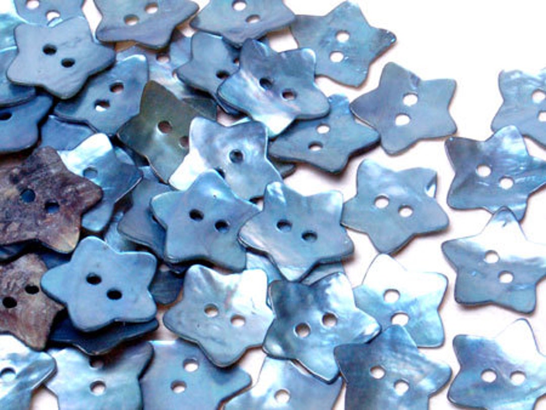 50pcs 14.50mm Blue Mother of Pearl Star Shape Shell Buttons for Suits ...