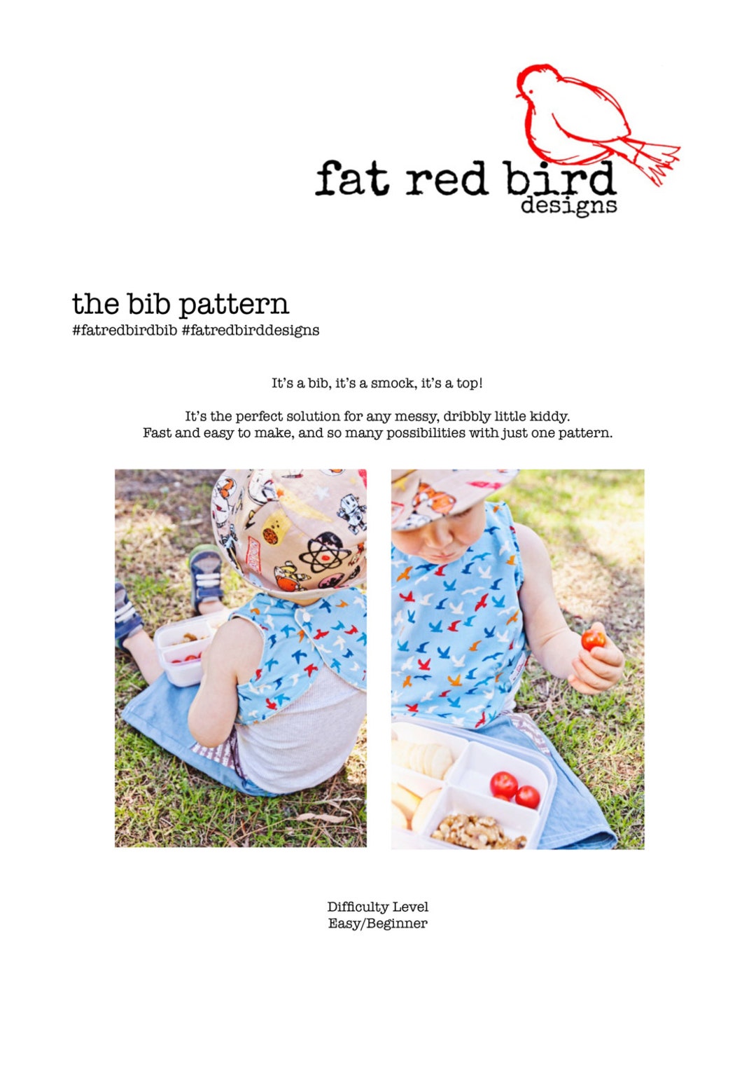 The Fat Red Bird Bib Pattern - It's a Bib, It's a Smock, It's a Top! - Etsy