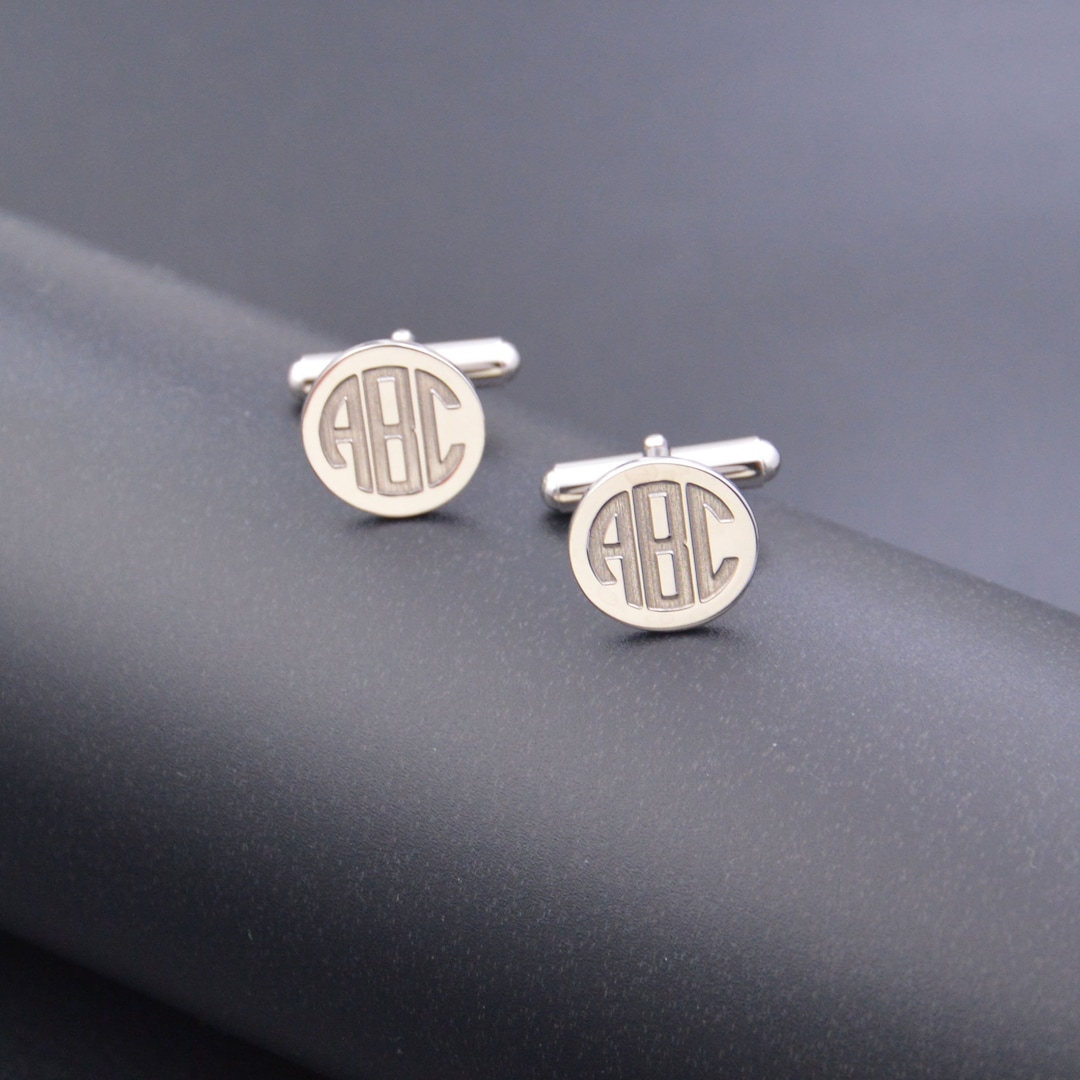Personalized Sterling Silver Initial Cufflinks • Engraved Monogrammed ...