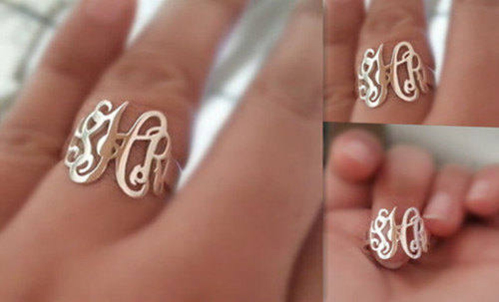 Monogram Ring Sterling Silver With Initials-initials Ring-you - Etsy