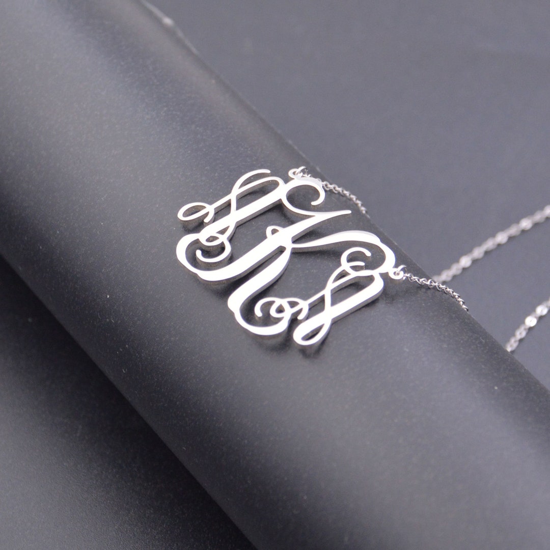 Custom Monogram Necklace,3 Initials Necklace,personalized Monogrammed ...