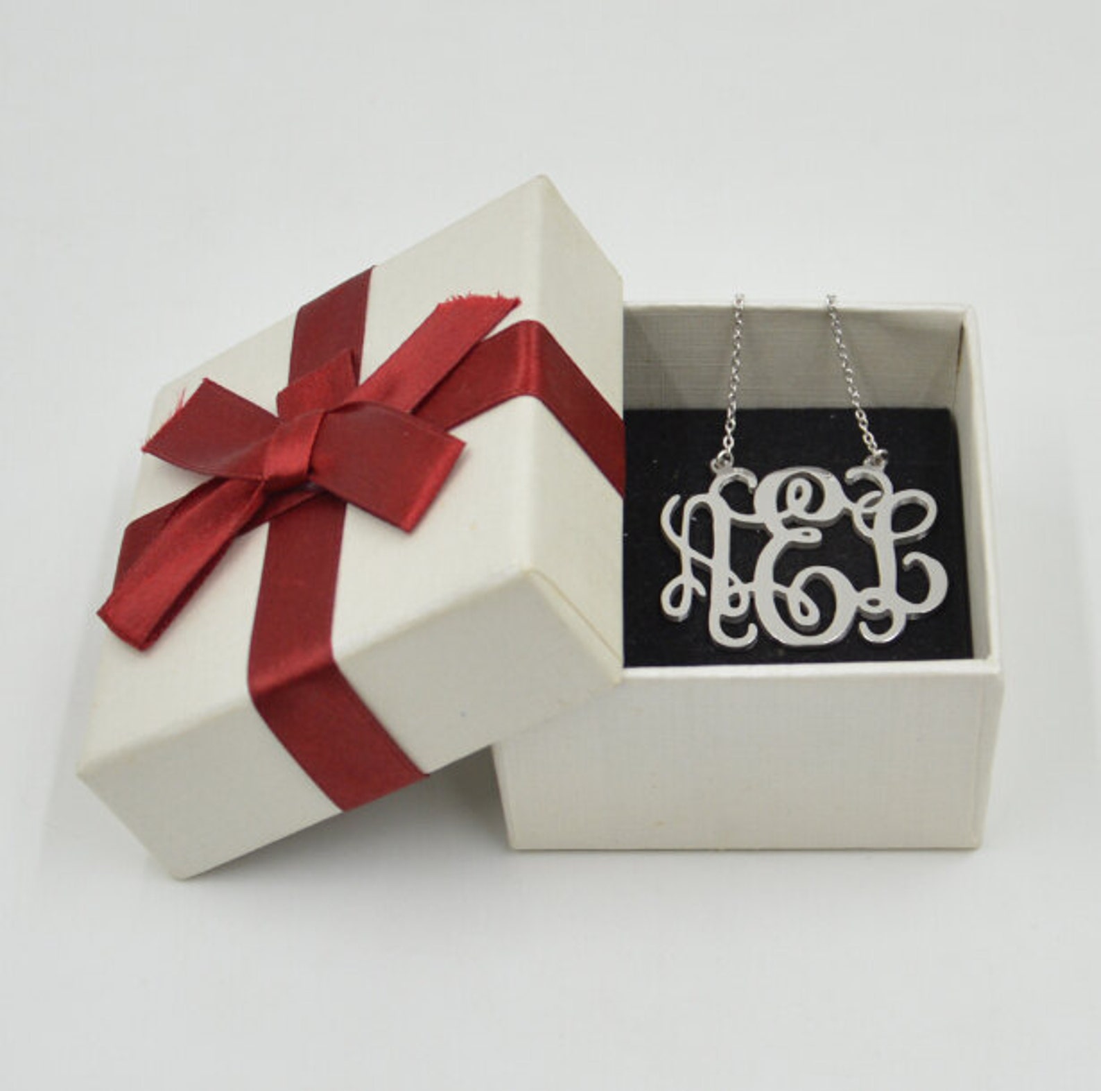 Sterling Silver Monogram Necklace1.5 Inch Monogrammed - Etsy