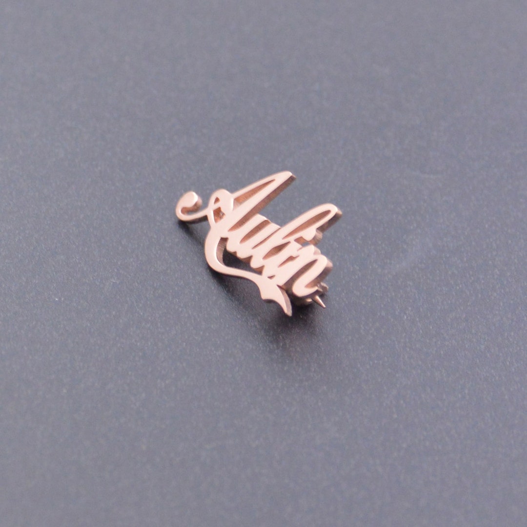 Custom Name Brooch • Rose Gold Name Pin • Personalized Pins • Gift for ...