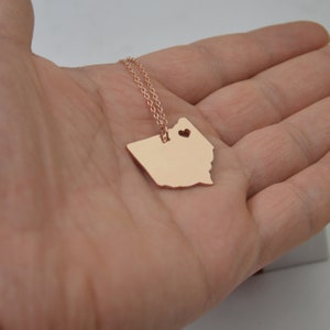 American State Necklace-custom Any State Jewelry-map Necklace-birthday ...