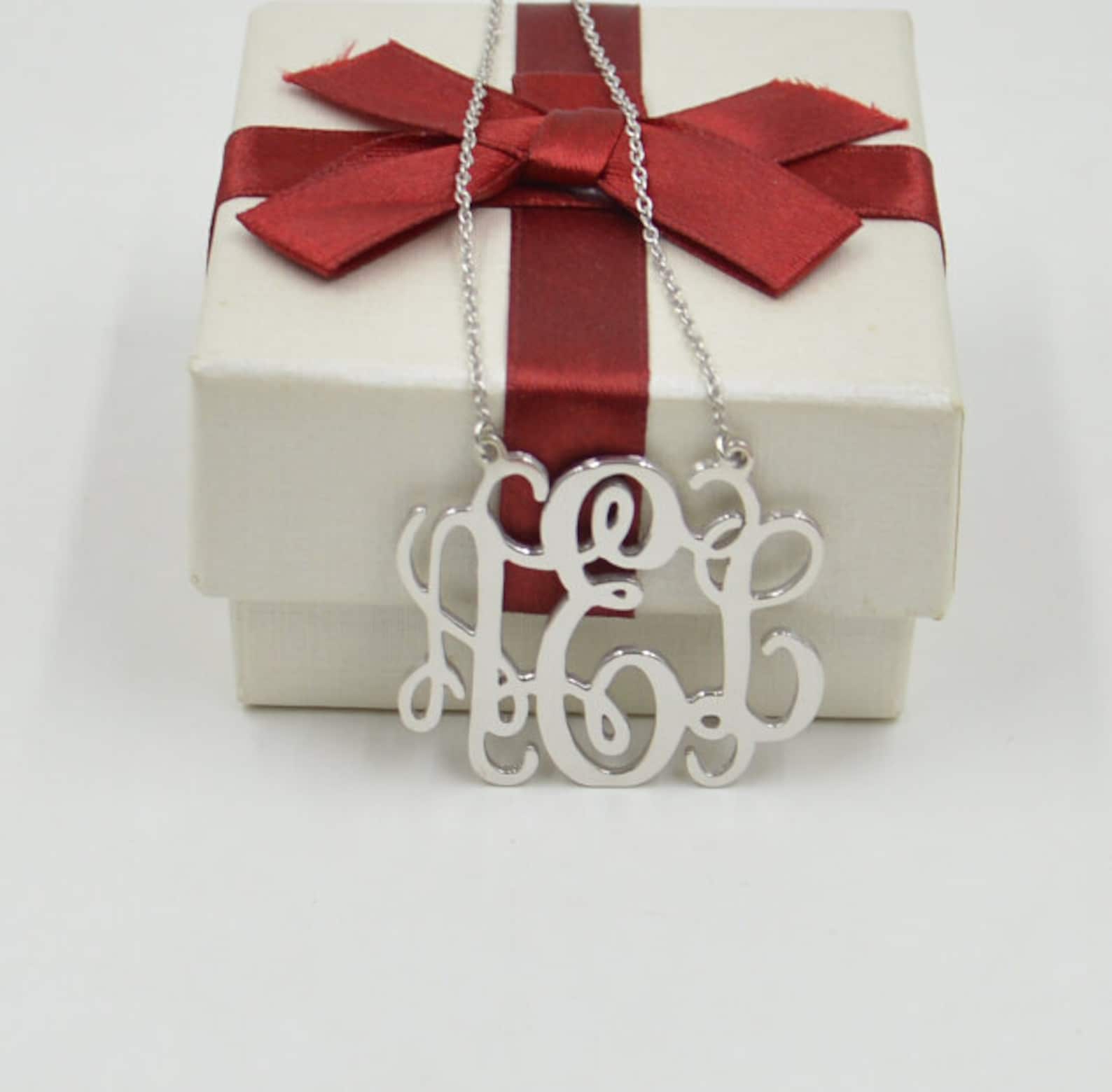 Sterling Silver Monogram Necklace1.5 Inch Monogrammed - Etsy
