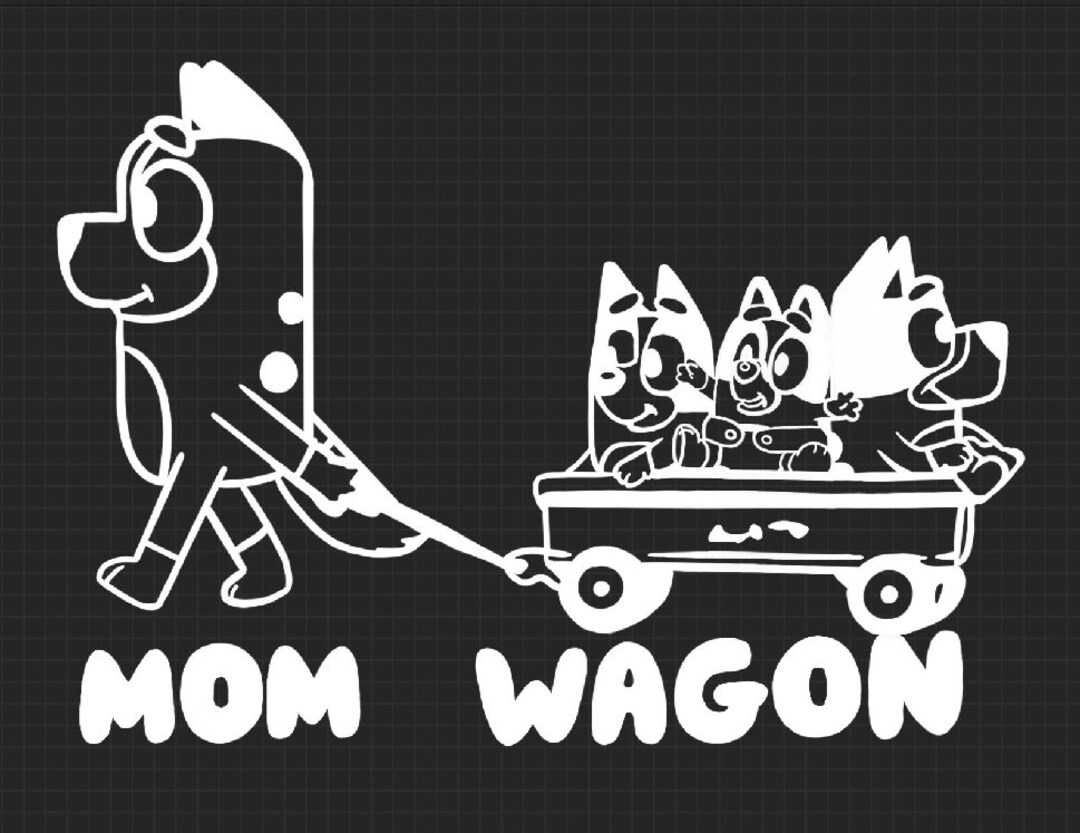 Bluey Mom Wagon 3 Kids Sticker - Etsy