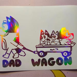 Bluey Dad Wagon (3 Kids) Sticker - Etsy