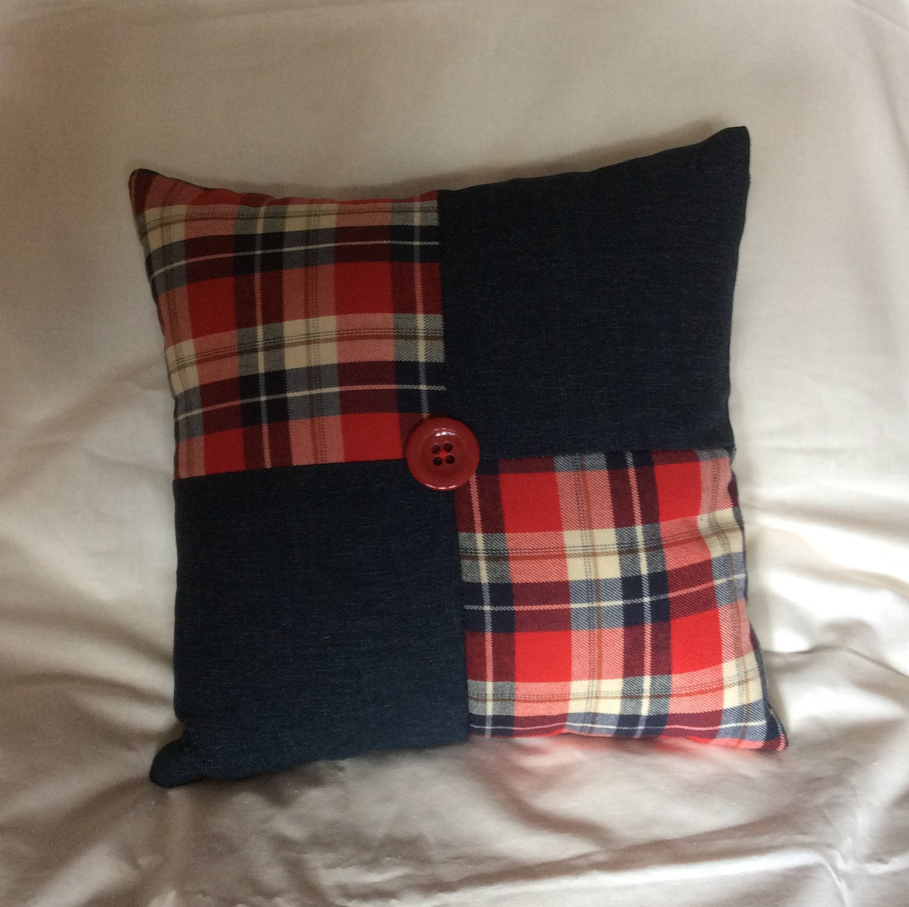 Red and Blue Square Panelled Cushion From Kaggicrafts - Etsy