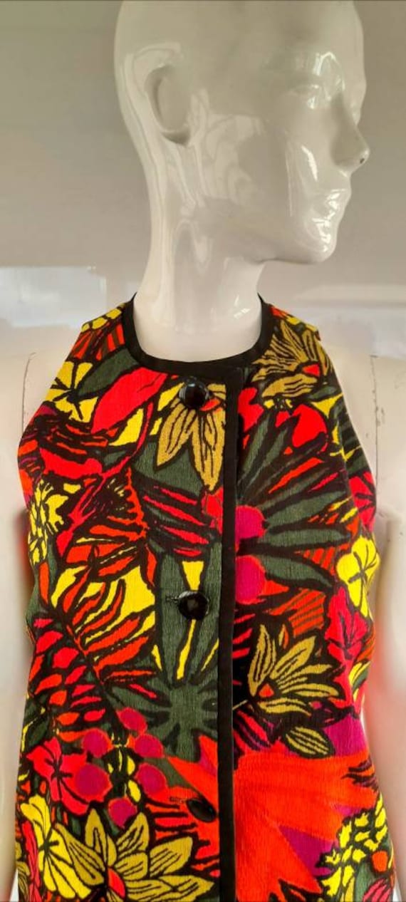60s SIXTIES elida model london bright floral button t… - Gem
