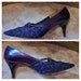 60s NAVY PURPLE Lace Adam Glamour WINKLEPICKERS Heels Mod Sixties Uk 5. ...