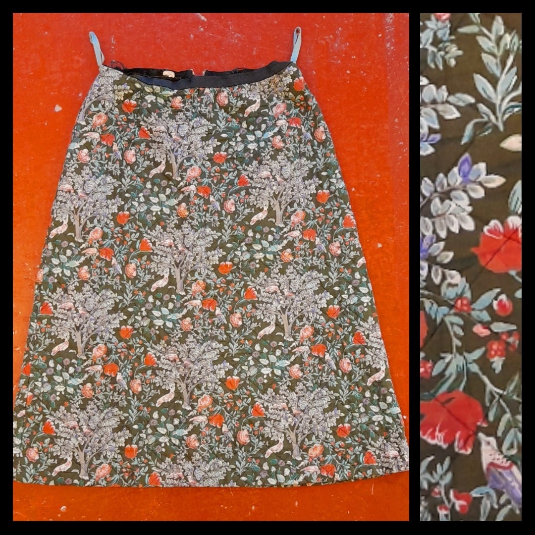 70s Quilted Laura Ashley Liberty Print Style ROSE BIRD Tree Print ...