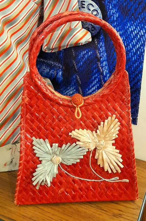 1960s Straw Flower Box Bag - Gem