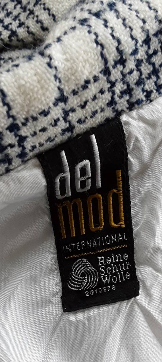 60s NAVY white CHECK plaid wool del mod shirt DRESS s… - Gem