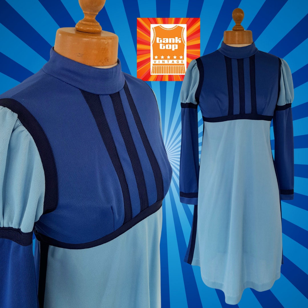 Vintage 70s Color Block Dress: Richard Shops Mod Dolly Style, UK 8-10 ...