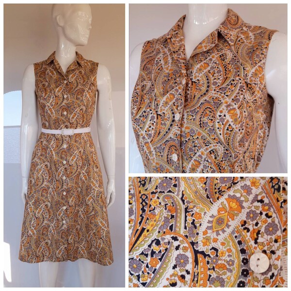 70s Paisley Dress - Etsy