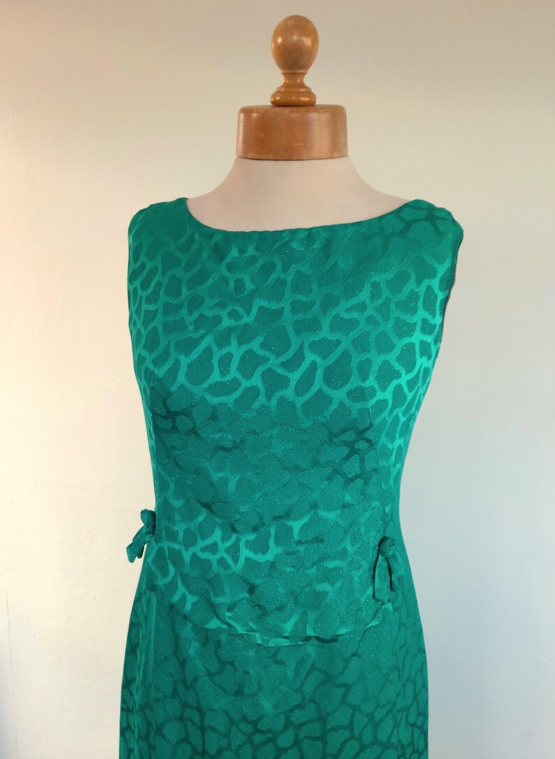 60s Emerald GREEN Lurex Peter Barron COCKTAIL Evening Event Sixties Mod ...