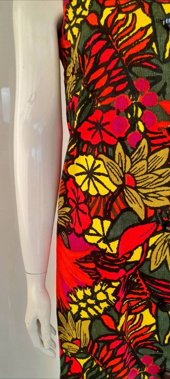 60s SIXTIES elida model london bright floral button t… - Gem