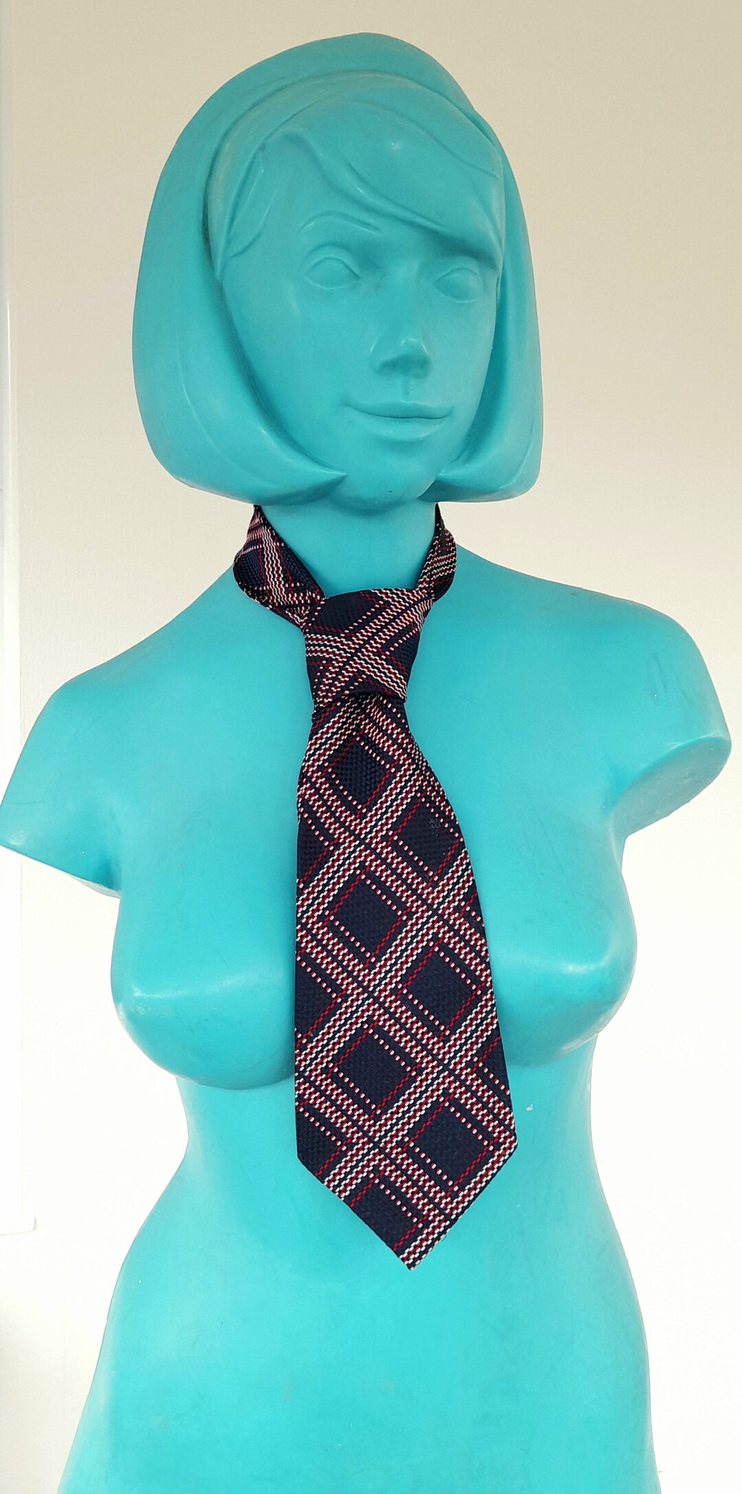 60s 70s RED White BLUE Check Wide Kipper St Michael Polyester TIE Necktie Boho Sixties Mod - Etsy