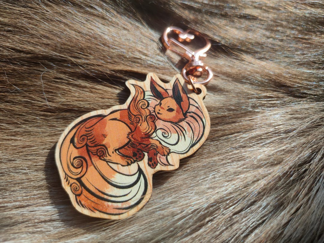 Fennec Fox Keychain: Okami Style Wooden Anime Charm - Etsy