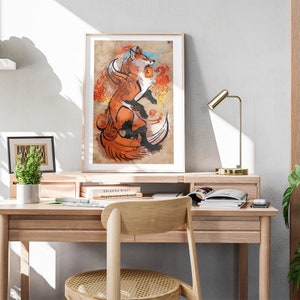 POSTER: Okami Fox Japanese Ink Style - Etsy