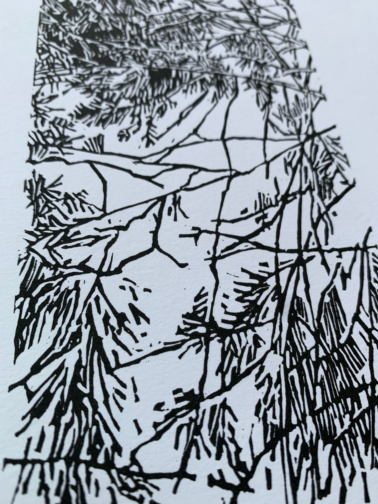 Canopy Single Colour Linocut Print - Etsy