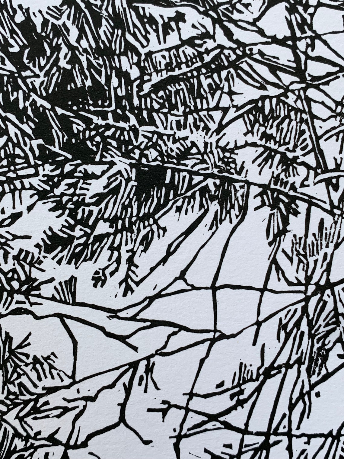 Canopy Single Colour Linocut Print - Etsy