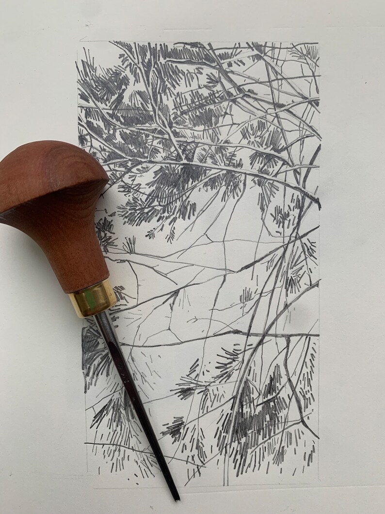 Canopy Single Colour Linocut Print - Etsy