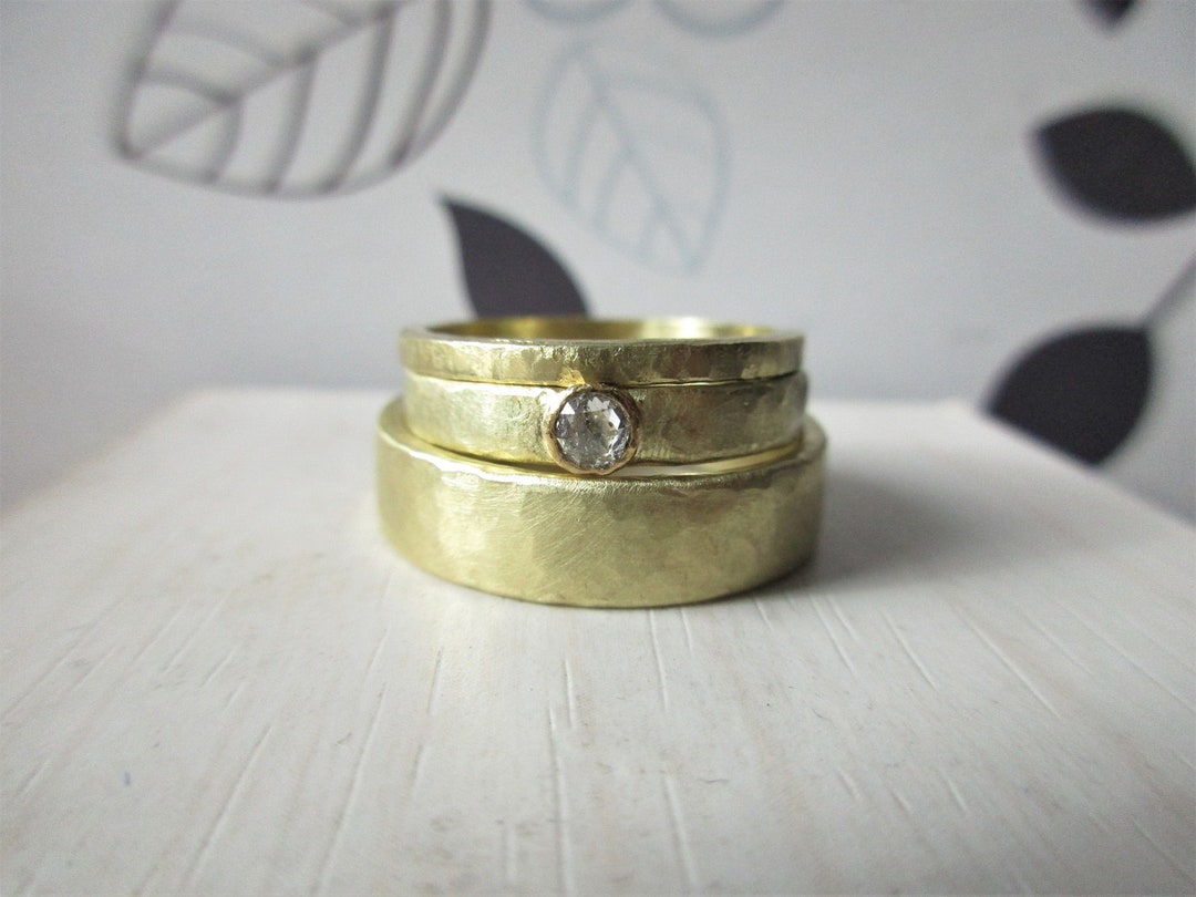 WEDDING RINGS With Insert Ring Insert Ring 14k Gold Rose Cut Diamond ...