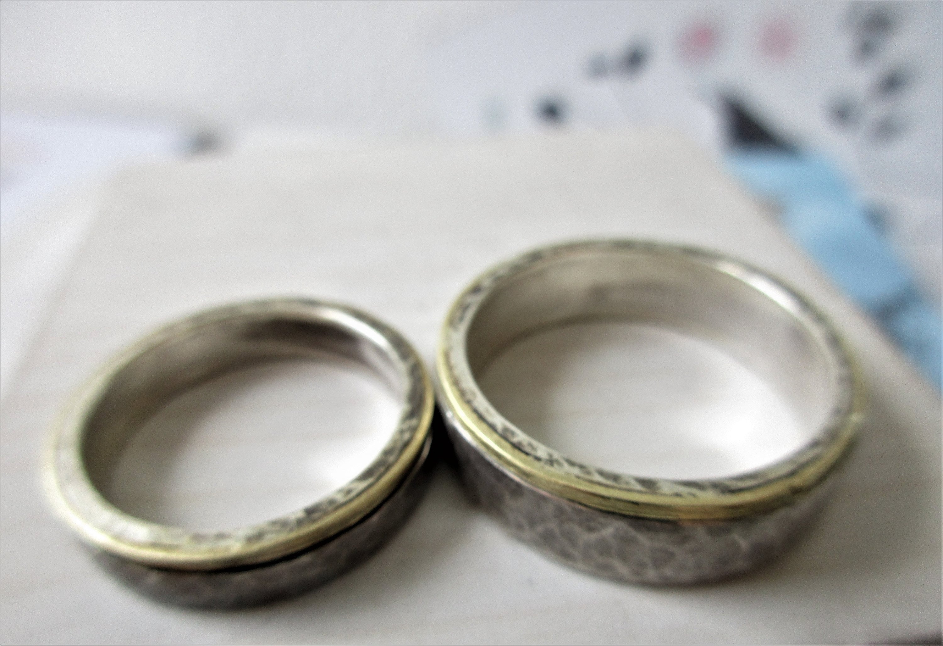 Trauringe Verlobungsringe geschmiedet Silber Gold rustikal | Etsy