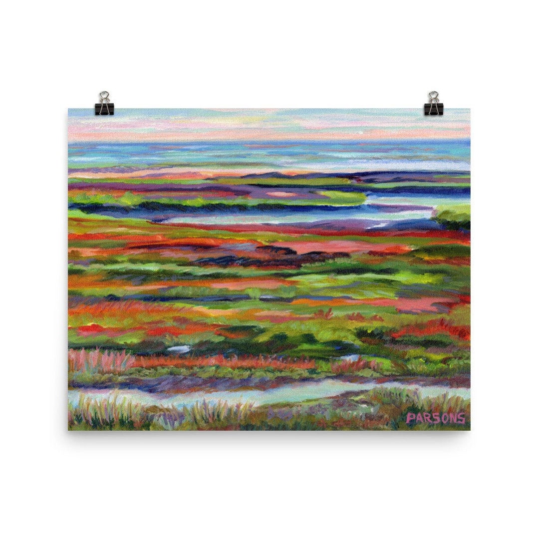 Cape Cod Print. Salt Marsh, Cape Cod, From-impressionist Oil Painting ...