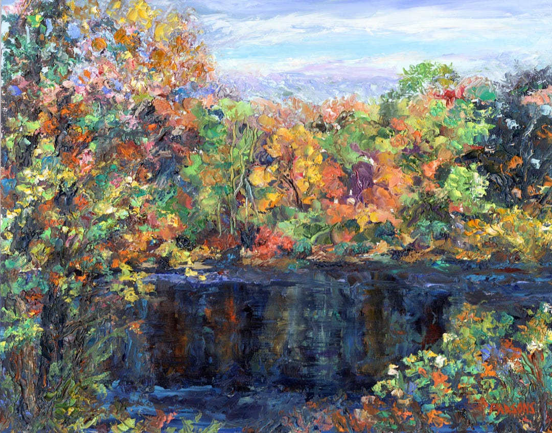 Delaware River Painting, Autumn Reflections on the Delaware. Bucks ...