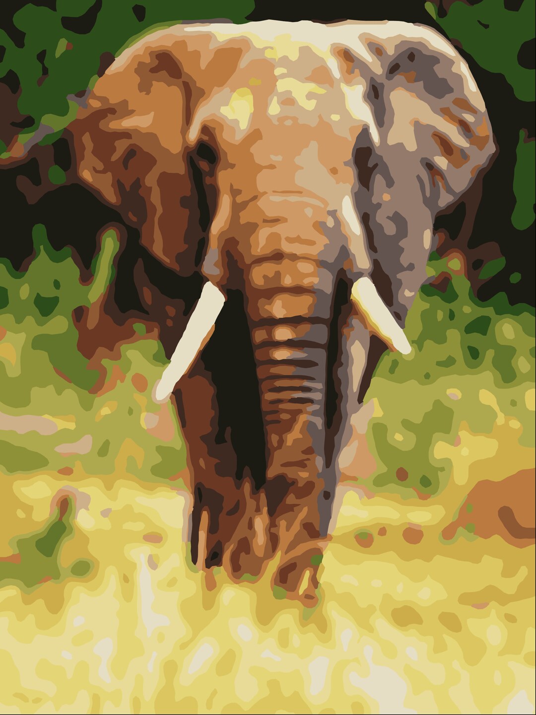 Elephant Paint by Number Canvas Kit Safari Animals - Etsy