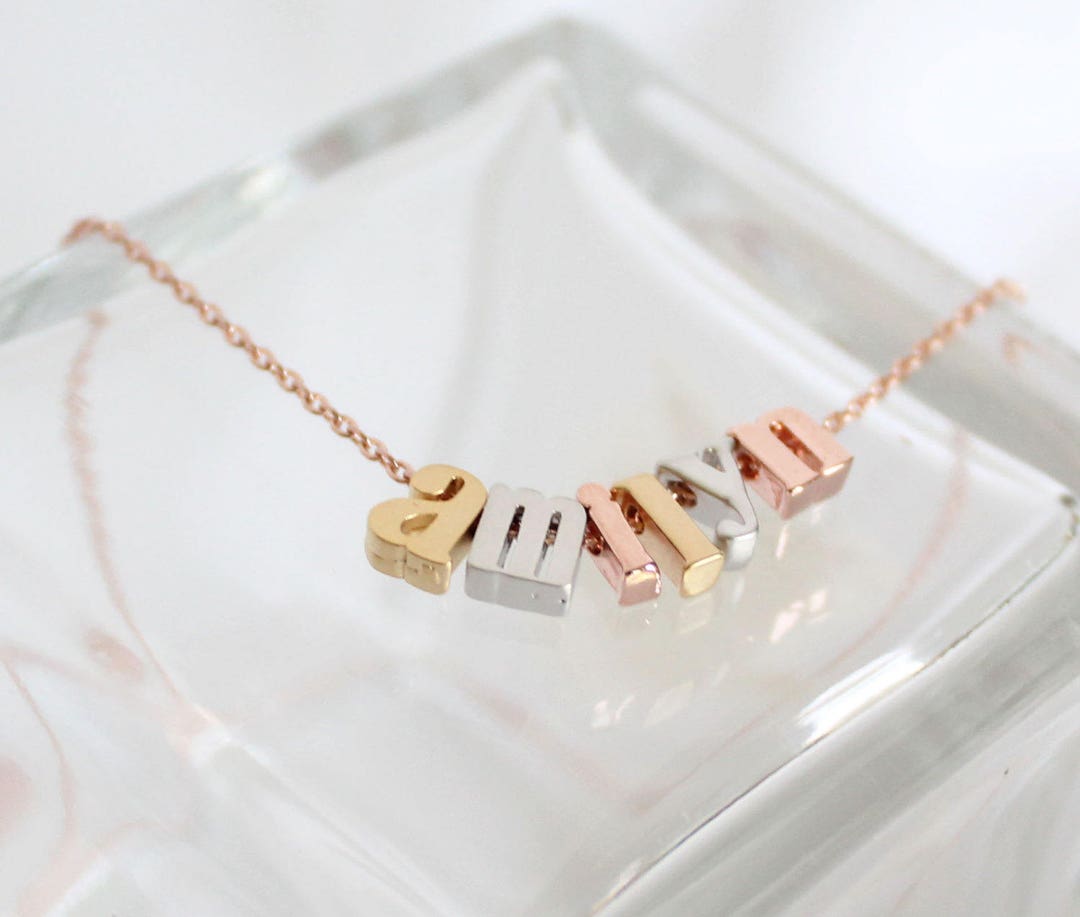Lowercase/uppercase Letter Necklace, Gold/silver/rose Gold Characters ...
