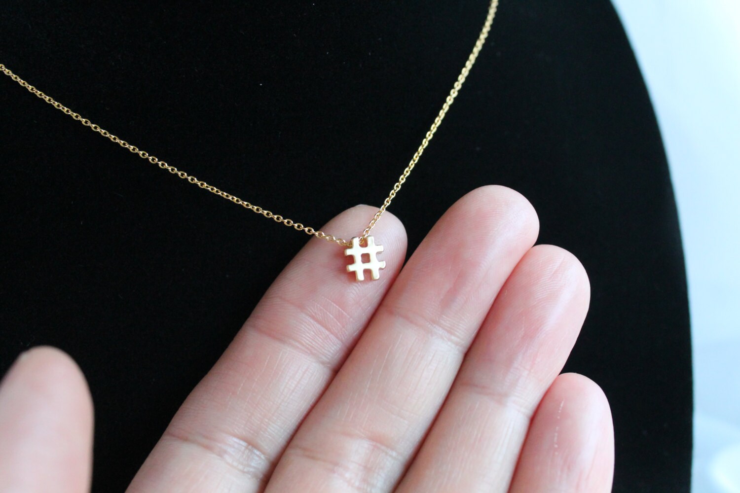 Hashtag Sign Necklace Sign Gold | Etsy