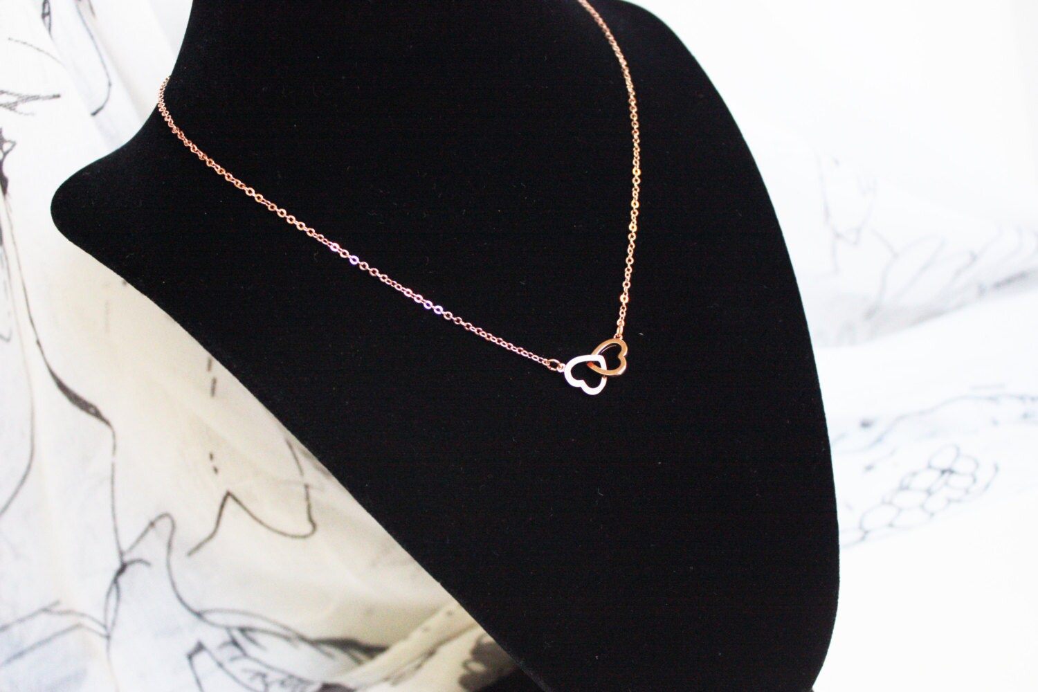 Double Heart Necklace ROSE GOLD FILLED Chain Gold/silver - Etsy