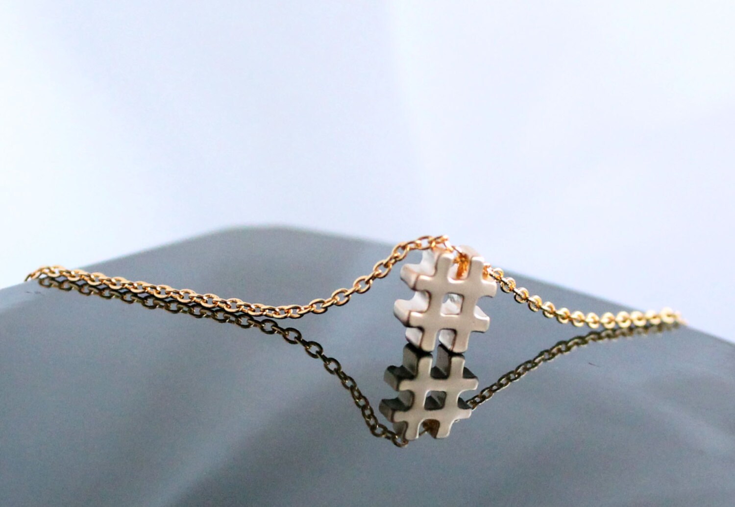 Hashtag Sign Necklace Sign Gold | Etsy