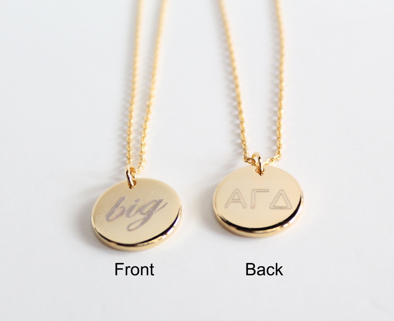 Custom Engravable Charm Necklace, Big/little, Reversable, Gold/silver ...